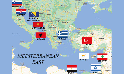 Courtesy sailing flags Mediterranean East (11 Flags)