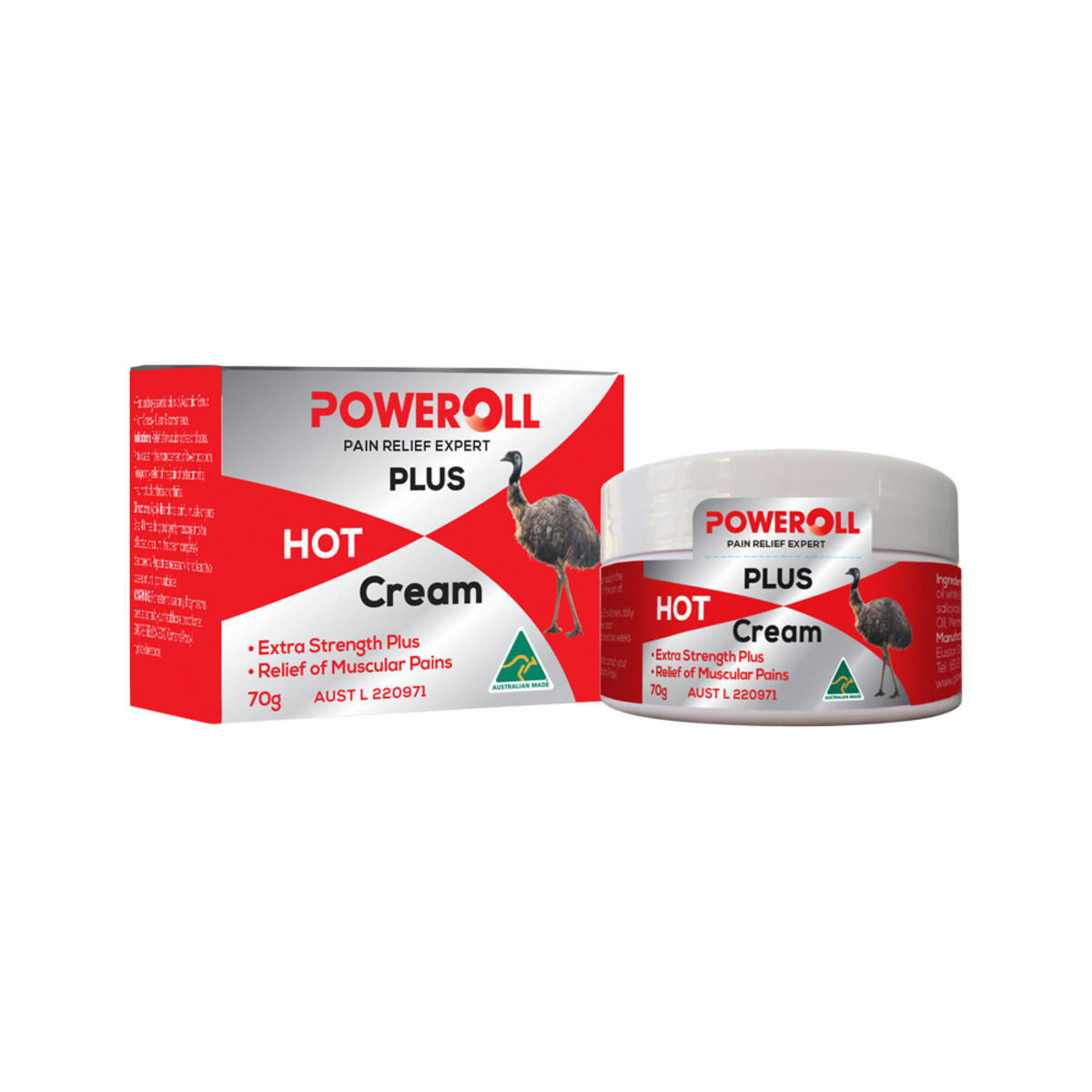 PoweRoll Pain Relief Plus Hot Feel Cream 70g - Buy Organics Online