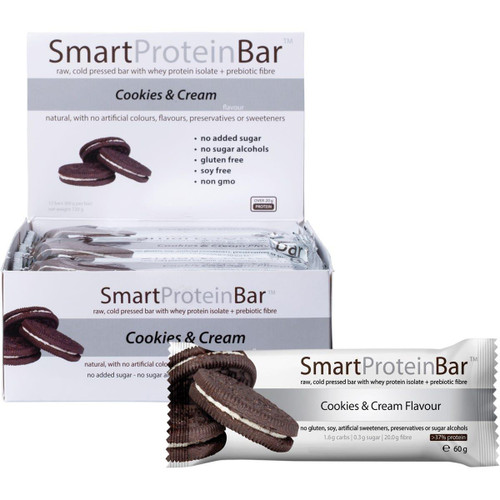 Smart Protein Bar Cookies & Cream Flavour Protein Bar 12 x 60g - Buy ...