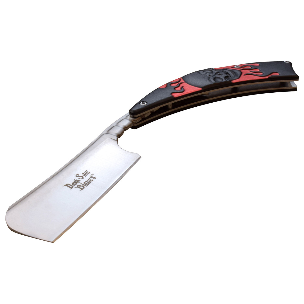 Dark Side Blades Folding Razor Blade Red Flame Skull Knife
