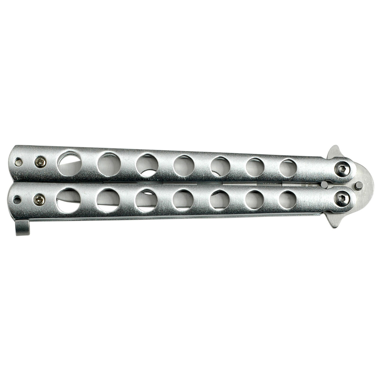 Blades USA Martial Arts Trainer Dull Blade Balisong Butterfly Silver ...