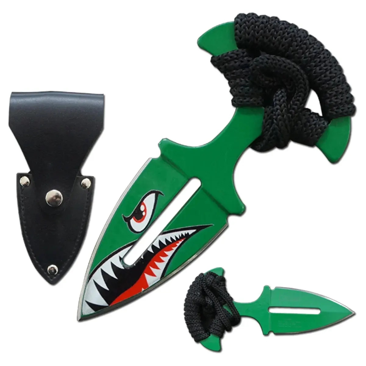 Fixed Blade Push Dagger Angry Shark Knife with Sheath