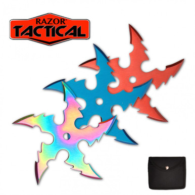 Razor Tactical 3-Piece Thrower Set | 3.75" Multi-Color Throwing Stars ...