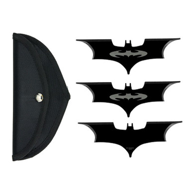 3-Piece Bat Throwing Star Set – Black Coated w/ Button-Lock Nylon Case