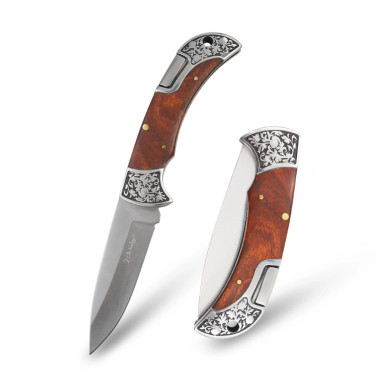 Elk Ridge Manual Folding Knife – Pakkawood Handle with Engraved Bolsters