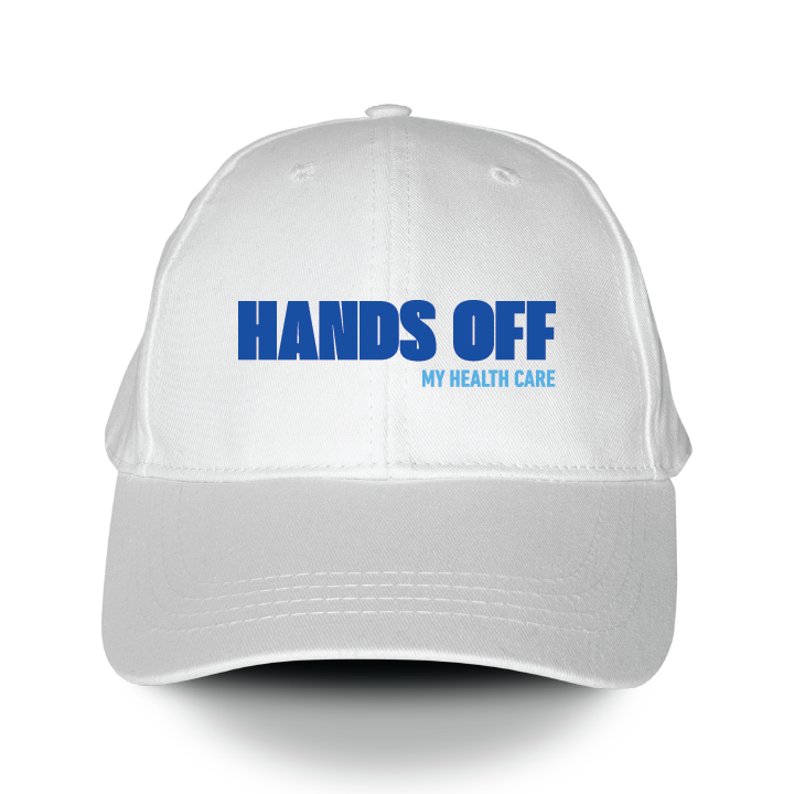 Hands Off (White Baseball Cap) - Kentucky Democratic Party Webstore