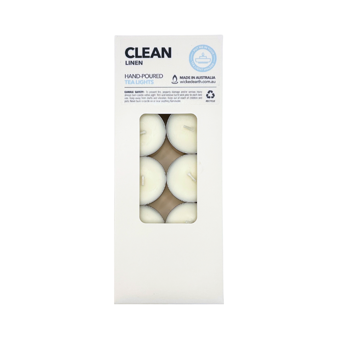 Clean Linen Regular Tea Light 10 Pack - Wicked Earth