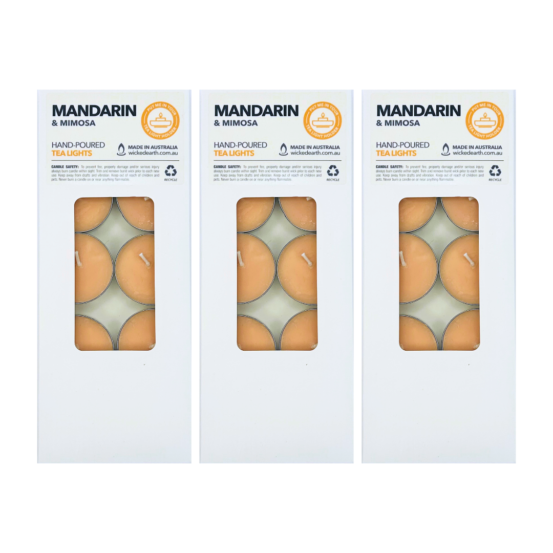 Mandarin & Mimosa Regular Tea Light 10 Pack - Wicked Earth