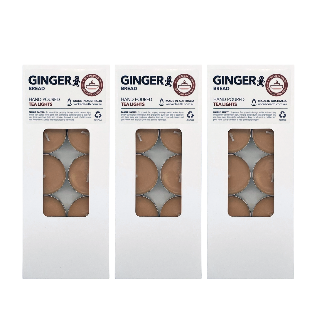 Gingerbread Regular Christmas Tea Light 10 Pack - Wicked Earth
