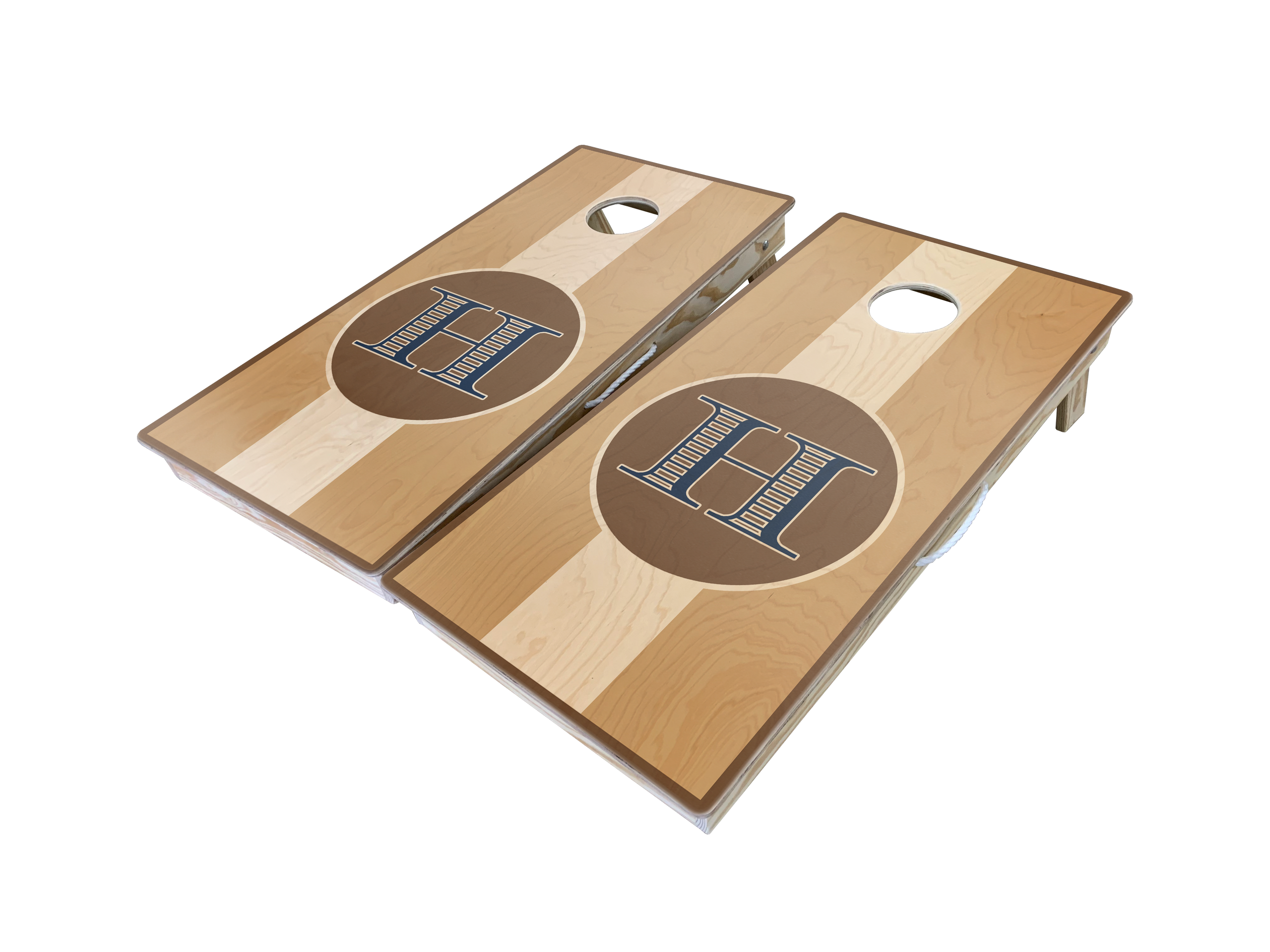 Stripe and Circle Monogram Custom Cornhole Boards - West Georgia Cornhole