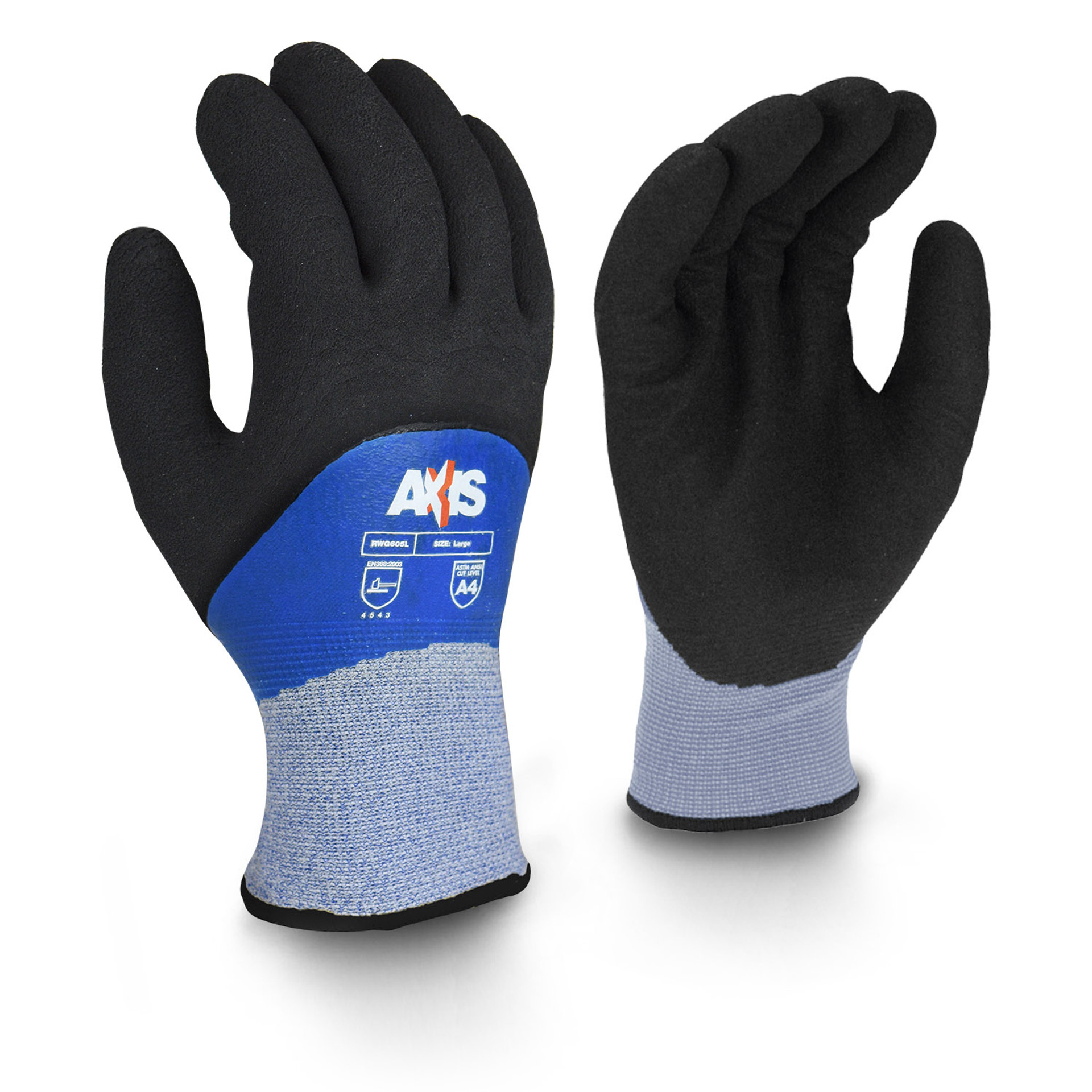 (12 PAIRS) Radians RWG605 Cut Level A4 Latex Coated Cold Weather Gloves ... (12 PAIRS) Radians RWG605 Cut Level A4 Latex Coated Cold Weather Gloves ...