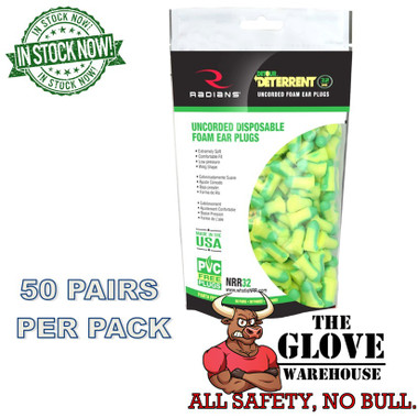 Radians Deterrent® FP34BG50 Uncorded Disposable Foam Ear Plugs — NRR ...