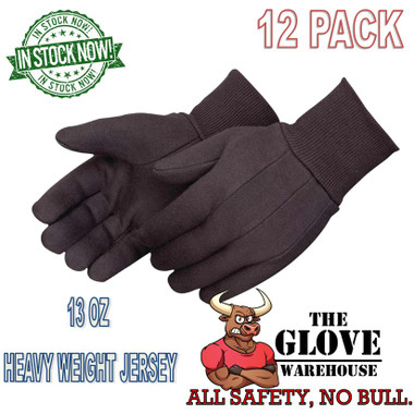 13 oz. Heavyweight Men s Brown Jersey Gloves 12 pairs