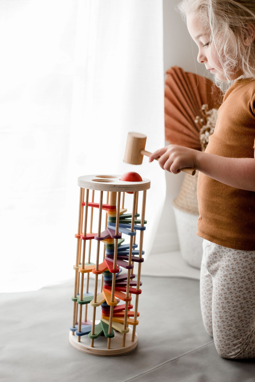 Q Toys Wooden Toy Natural Pound a Ball | Endless Play Collective