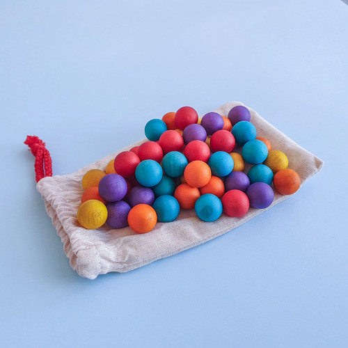 Q Toys Wooden Toy 50 Rainbow Wooden Balls | Endless Play