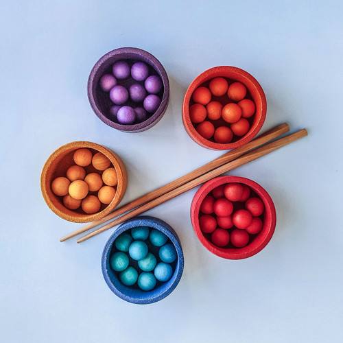 Q Toys Wooden Toy 50 Rainbow Wooden Balls | Endless Play