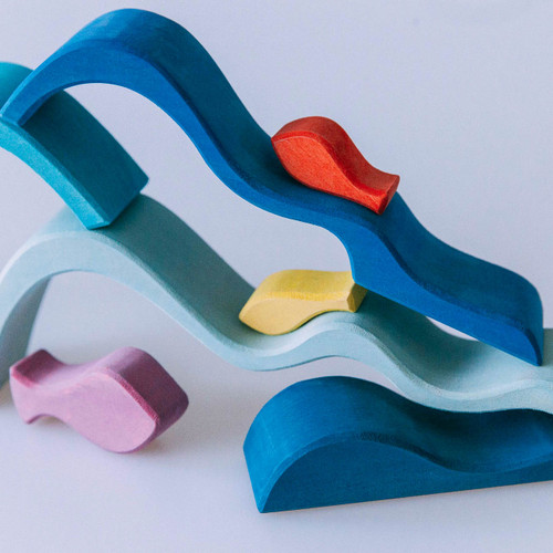 Avdar Wooden Toys Handmade Ocean Wave Stacker Blocks | Endless Play