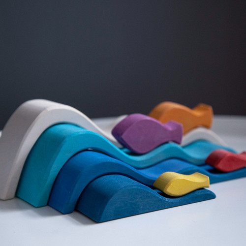 Avdar Wooden Toys Handmade Ocean Wave Stacker Blocks | Endless Play