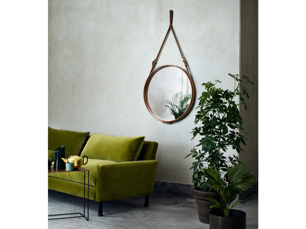 Gubi Adnet Circular Mirror by Jacques Adnet - Chaplins Gubi Adnet Circular Mirror by Jacques Adnet - Chaplins