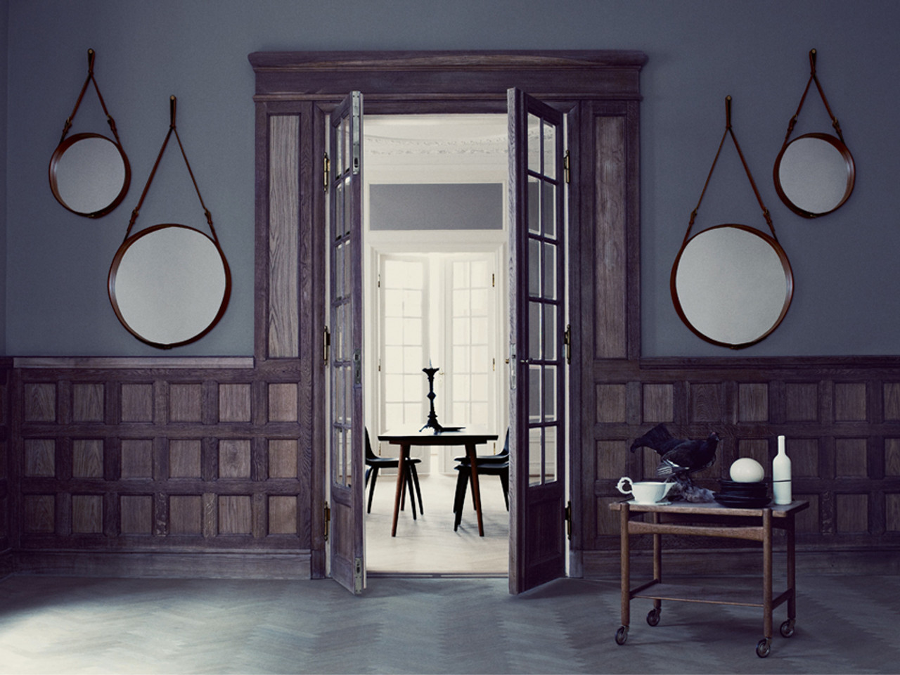Gubi Adnet Circular Mirror by Jacques Adnet - Chaplins Gubi Adnet Circular Mirror by Jacques Adnet - Chaplins