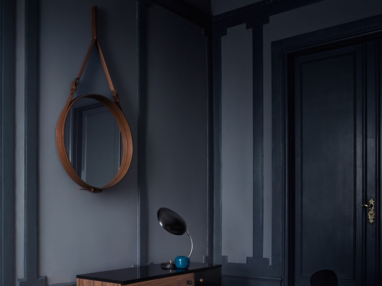 Gubi Adnet Circular Mirror by Jacques Adnet - Chaplins Gubi Adnet Circular Mirror by Jacques Adnet - Chaplins