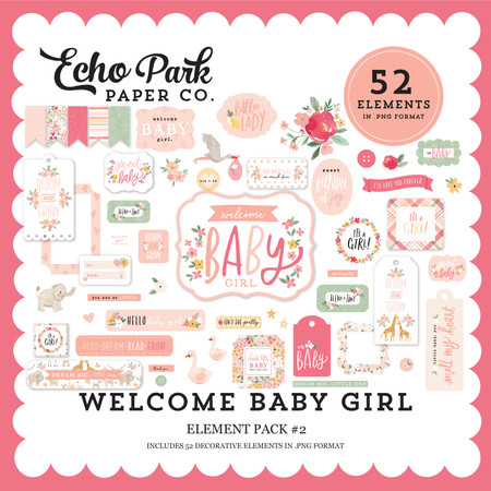 Welcome Baby Girl Element Pack #2 - Snap Click Supply Co.