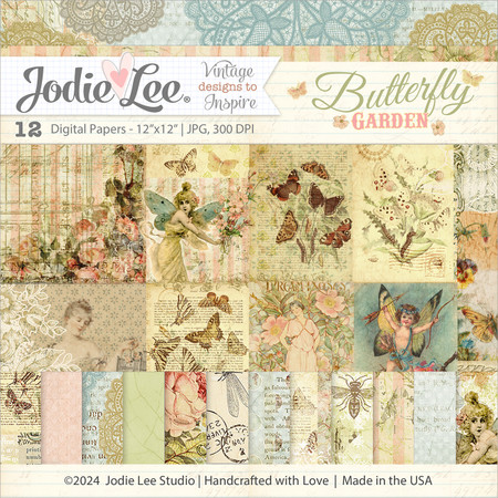 Butterfly Garden Digital Papers - 12"x12" - Snap Click Supply Co.