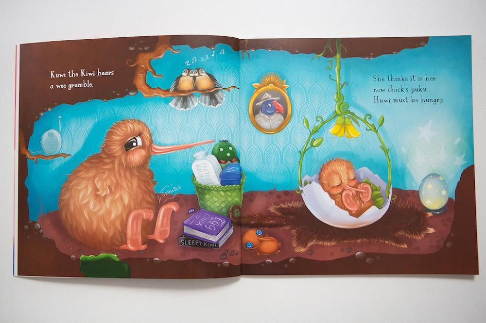 Kuwi's Huhu Hunt story book written and illustrated by NZ author Kat Quinn.