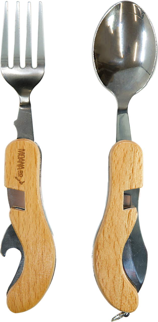 The Adventure cutlery tool with knife, fork, spoon and bottle opener ...