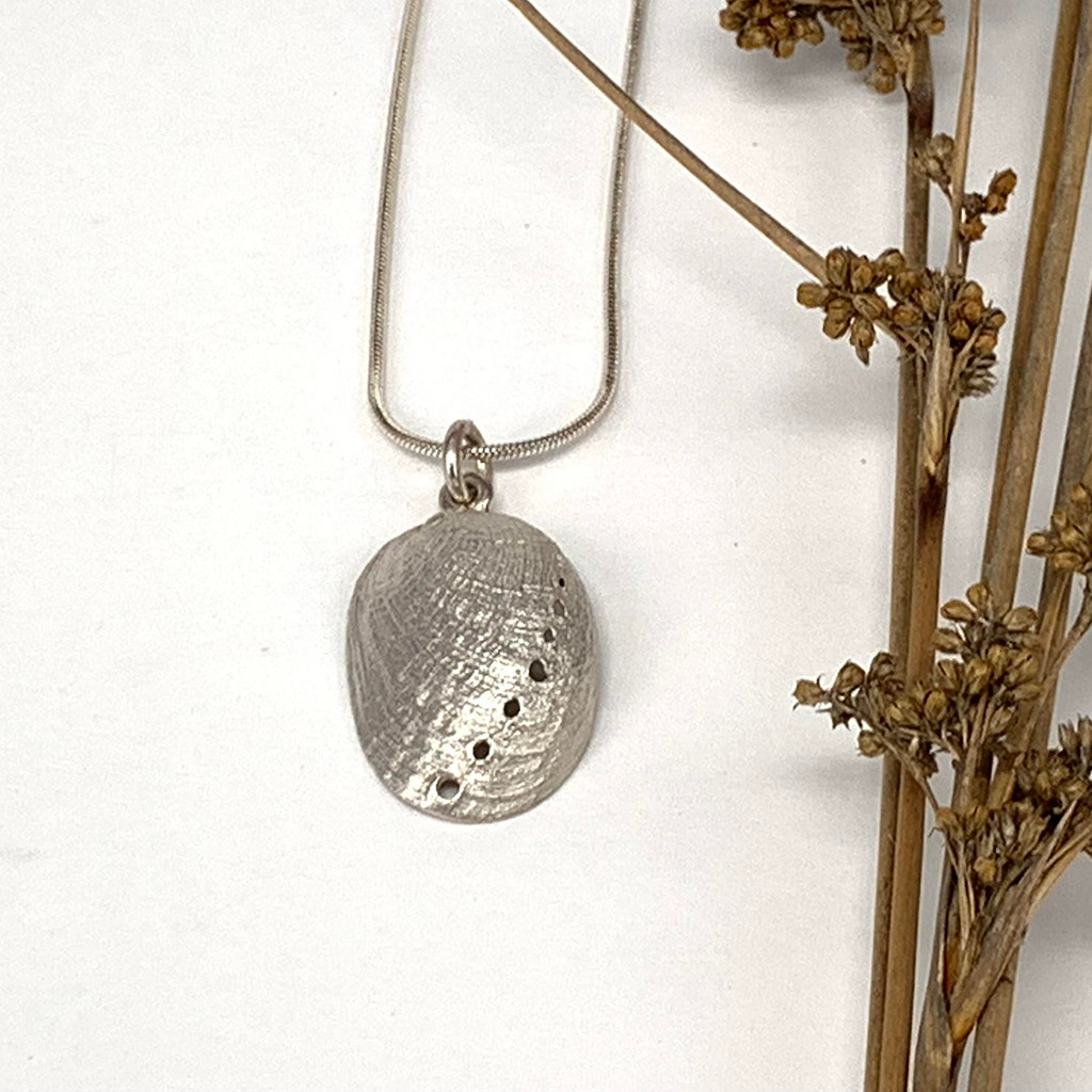 A beautiful sterling silver paua shell pendant and snake chain by Bob ...