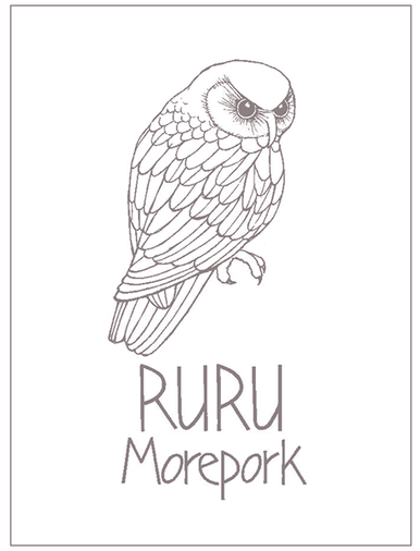 NZ designed and made 100% cotton tea towel with an iconic ruru design ...