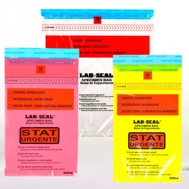 TAA-Compliant Lab-Seal® Adhesive Closure 3-Wall Specimen Bags w/Seal-N ...
