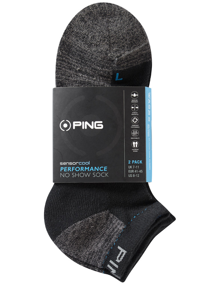 Ping SensorCool No Show 2 Pack Socks - Black - Mens | GolfBox