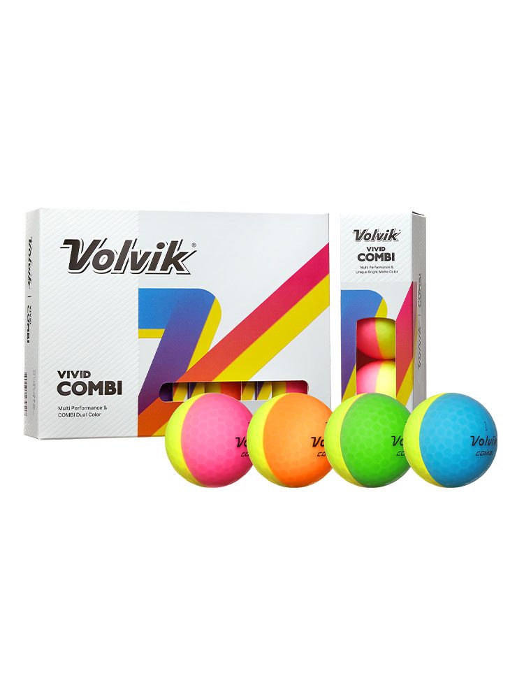 Volvik Vivid Combi Golf Balls - 1 Dozen Multi
