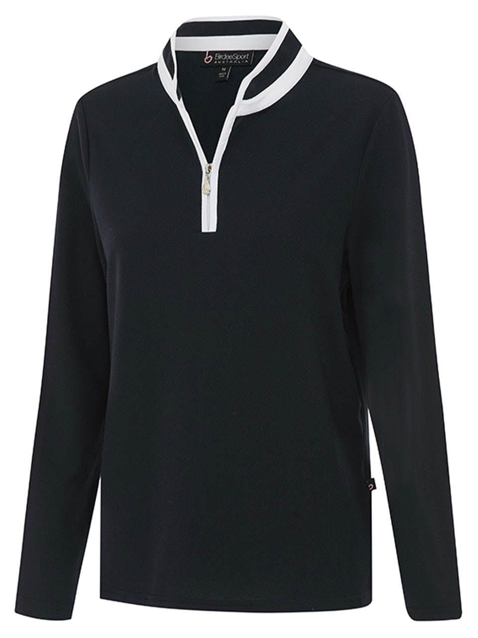 Birdee Sport Women's Timeless Contrast Long Sleeve Zipper Top - Navy/White