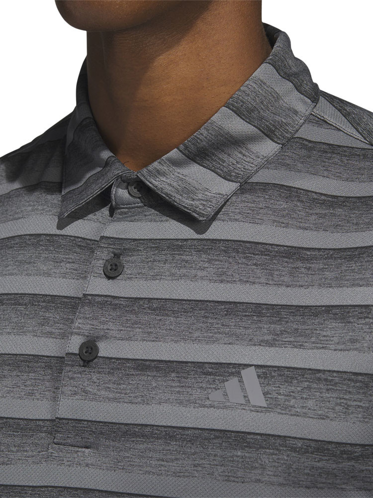 adidas Two-Colour Striped Polo Shirt - Black/Grey Four