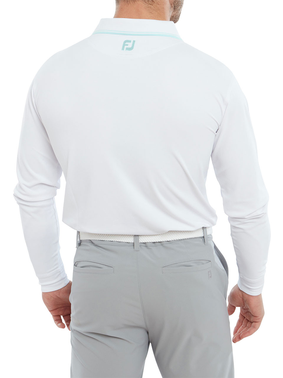 FootJoy Long Sleeve Pique Sun Protection Polo (Athletic Fit) - White
