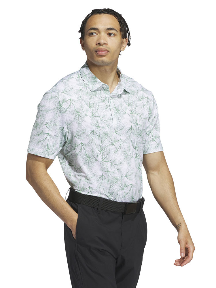adidas Ultimate365 Mesh Print Polo Shirt - White/Preloved Green