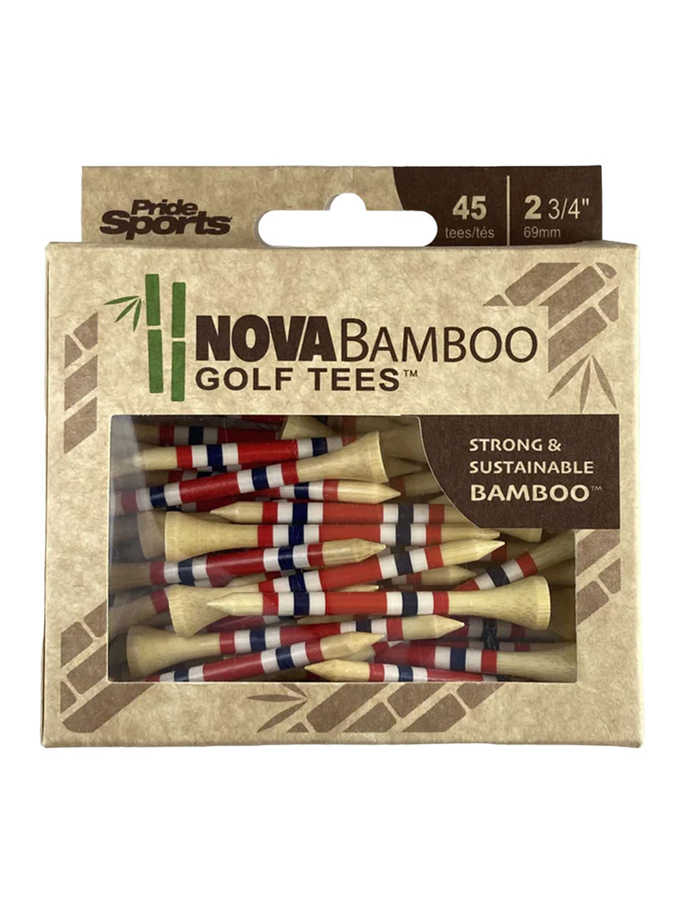 Nova Bamboo Striped Golf Tees - 2.75" | GolfBox