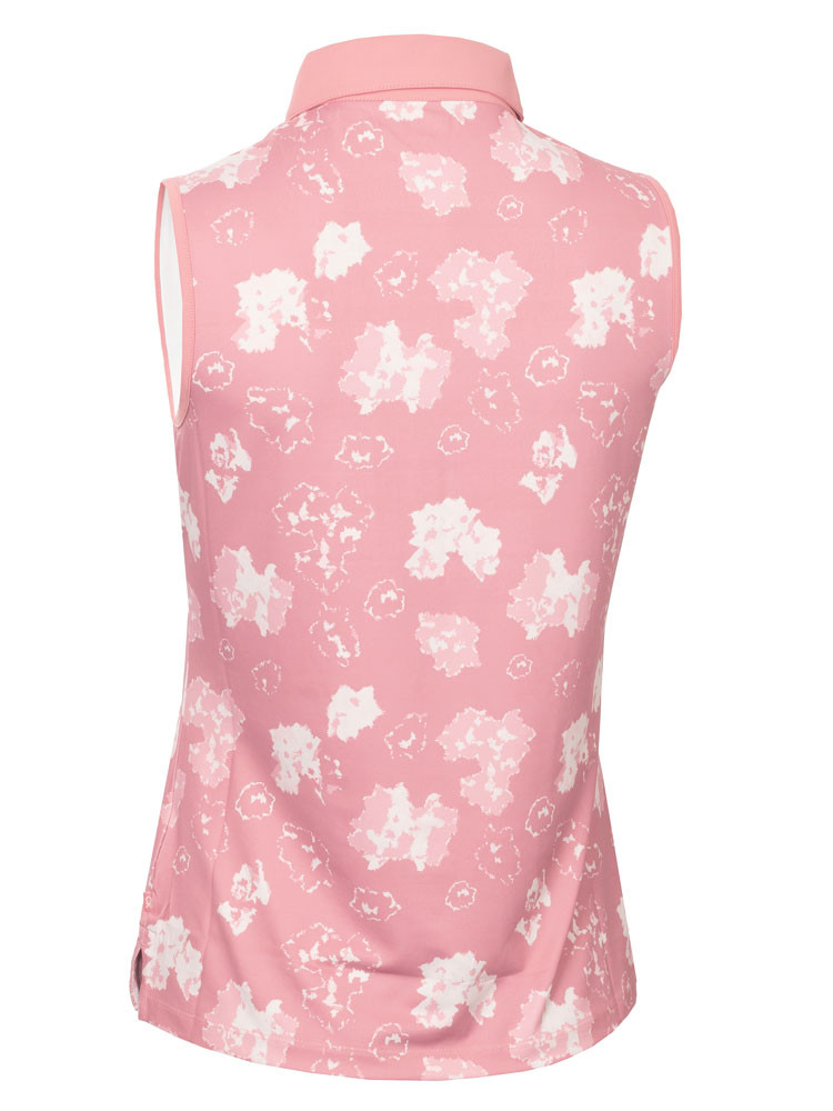 Calvin Klein Womens Harmony Printed Sleeveless Polo Shirt - Powder Pink