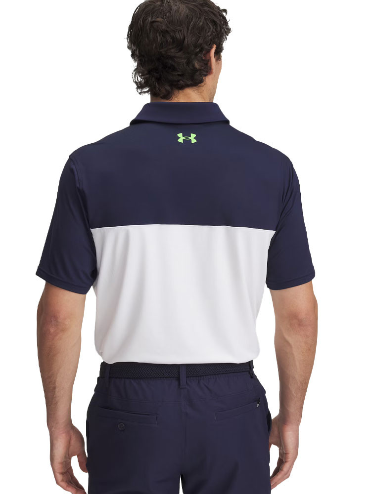 Under Armour T2G Colour Block Polo - Midnight Navy/White/Cyber Green