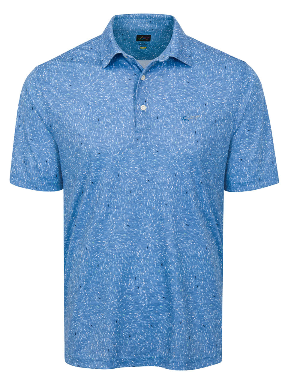 Greg Norman Shark Frenzy Print Polo - Blue Cloud