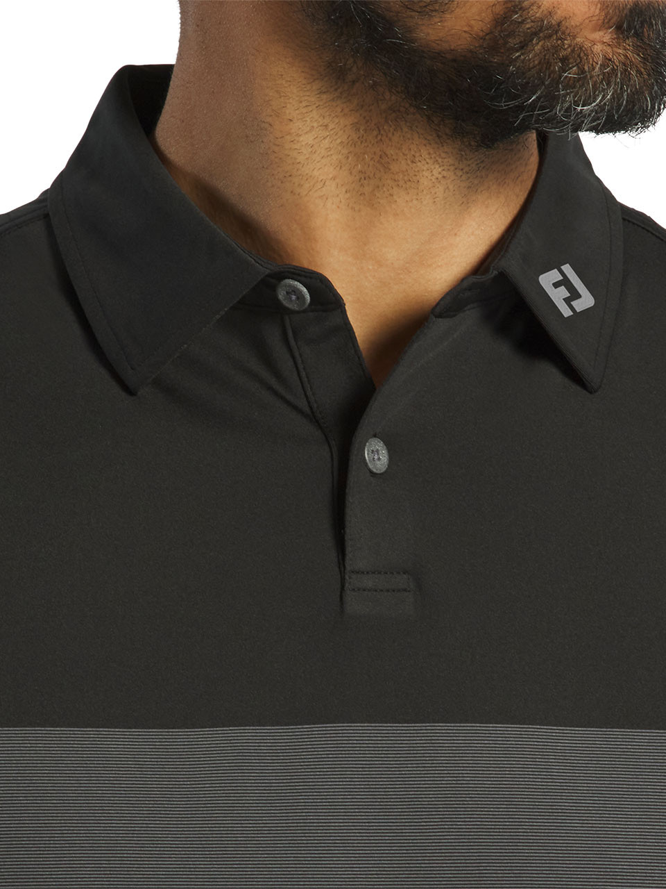 FootJoy Tonal Block Lisle Polo Shirt (Athletic Fit) - Black