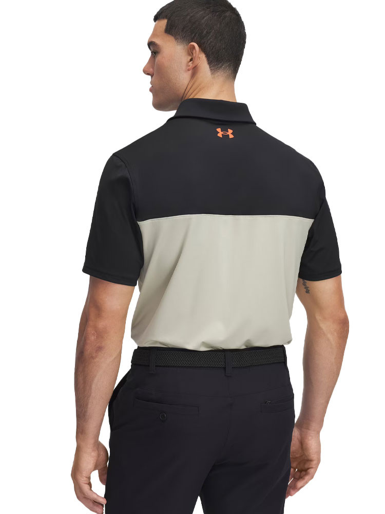 Under Armour T2G Colour Block Polo - Black/Khaki Base/Fire