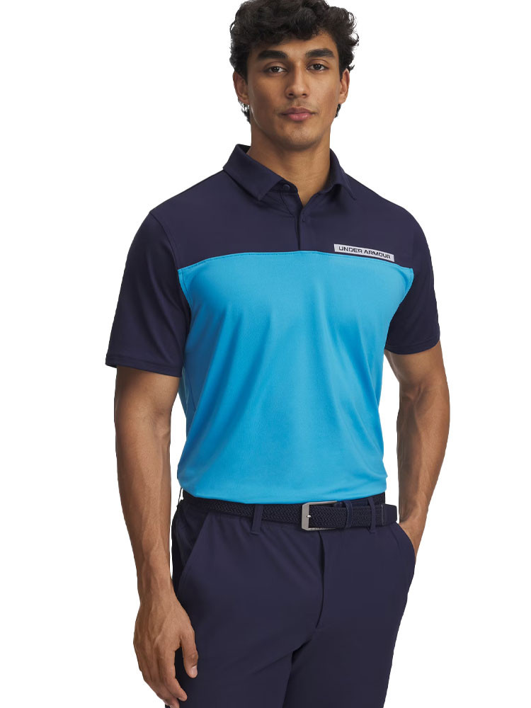 Under Armour T2G Colour Block Polo - Midnight Navy/Ether Blue/White
