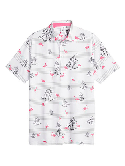 Puma x Palm Tree Crew Print Polo - White Glow/Charming Pink
