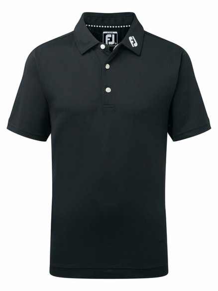 FootJoy Junior Boys Solid Pique Polo - Black | GolfBox