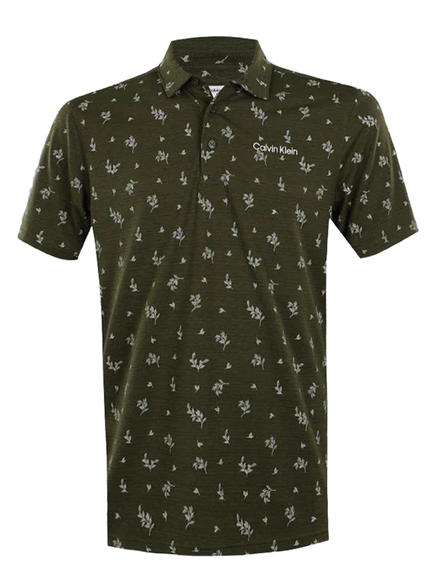Calvin Klein Colton Printed Polo - Olive | GolfBox