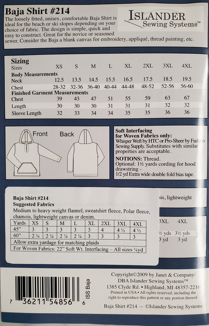 Unisex Baja Shirt Pattern, XS - 4X - **************PAPER Pattern ...