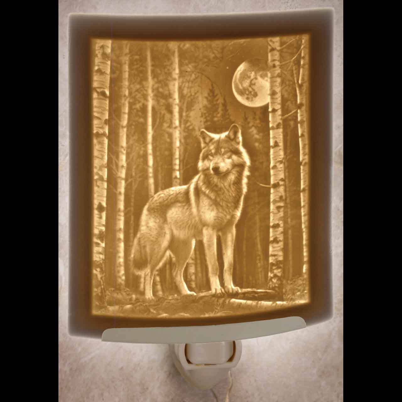 WOLF-NR357- CURVED LITHOPHANE NIGHT LIGHT
